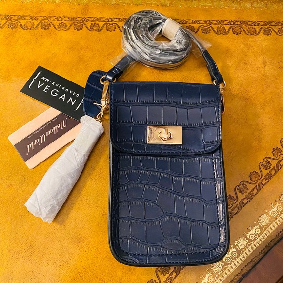 Mellow World | Bags | Mellow World Vegan Leather Croc Embossed Blue ...